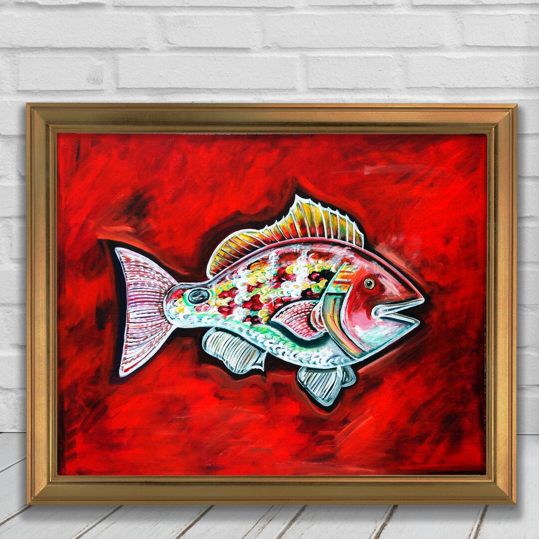 Lane Snapper in Rouge Premium Matte Horizontal Print Fish Wall Art ...