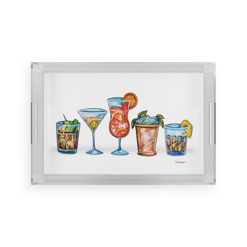 Cocktails Acrylic Serving Tray Bar Decor With Martini - Etsy