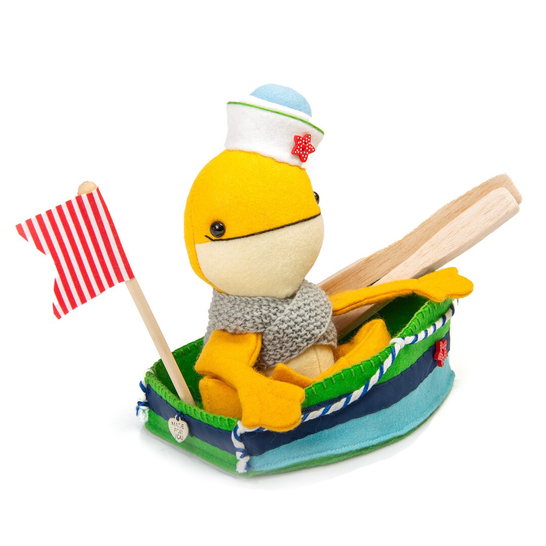 Frog Plush Toy & Boat Frog Logan the Happy Boatman Hand Made in Pure ...