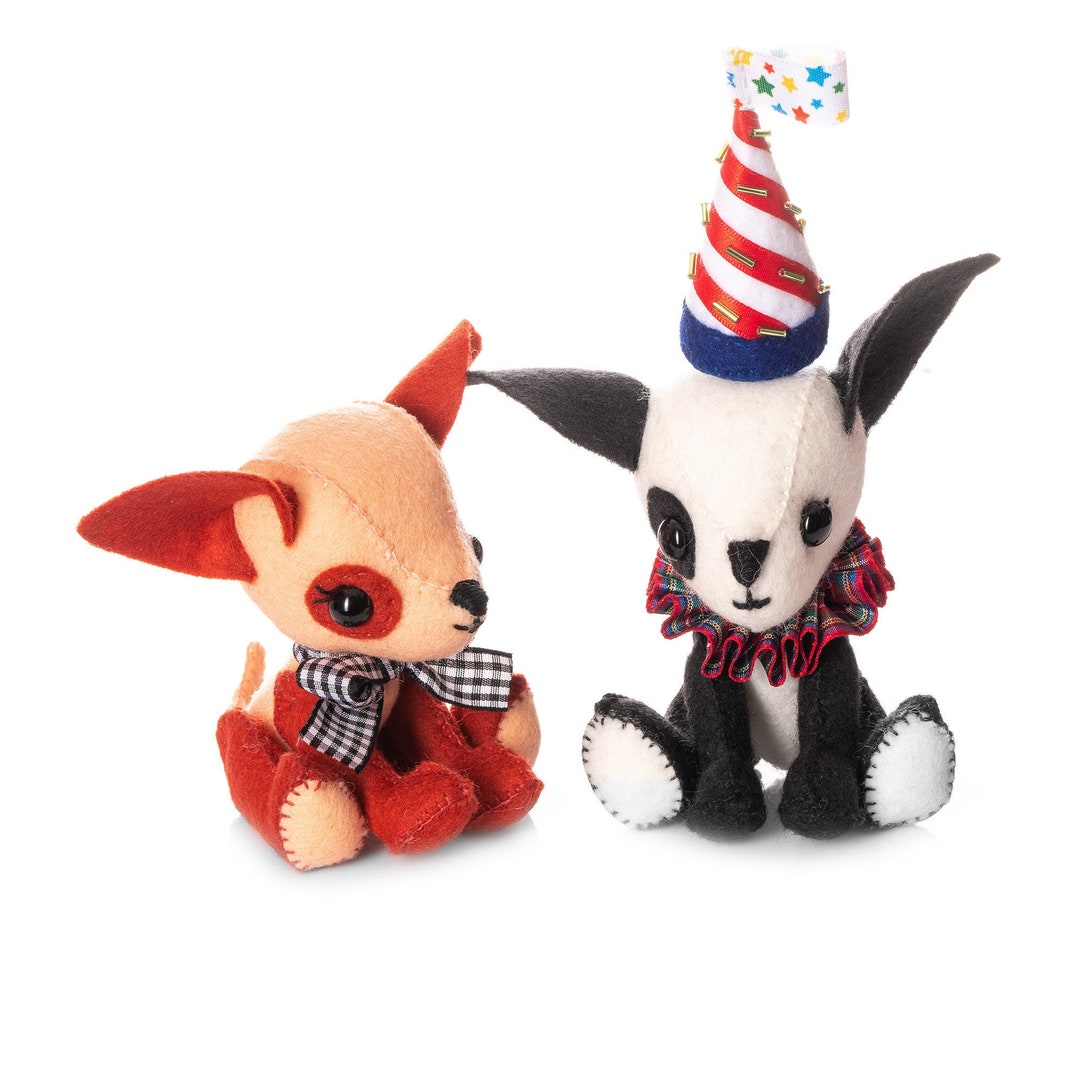 Fred & Ginger Circus Puppy Dog Plushies Pure Wool Felt Plushy Tiny ...