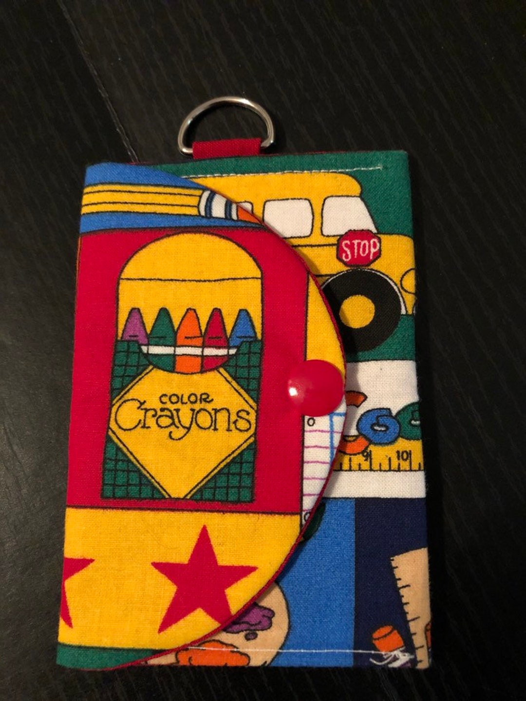 Back to School Wallet With Red Snap - School ID Holder - Teacher ID ...