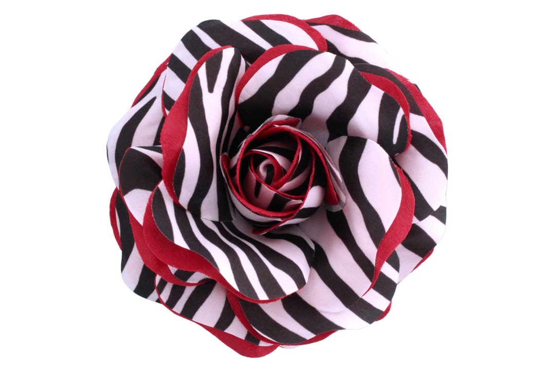 Women's Zebra Rose Hair Flower Clip and Brooch Pin - Etsy