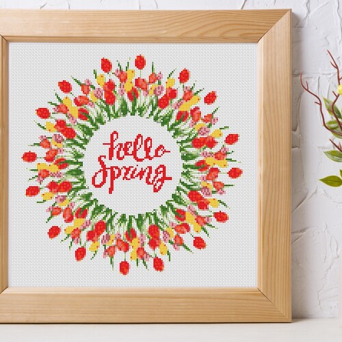 Hello Spring Cross Stitch Pattern - Etsy