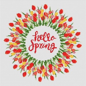 Hello Spring Cross Stitch Pattern - Etsy