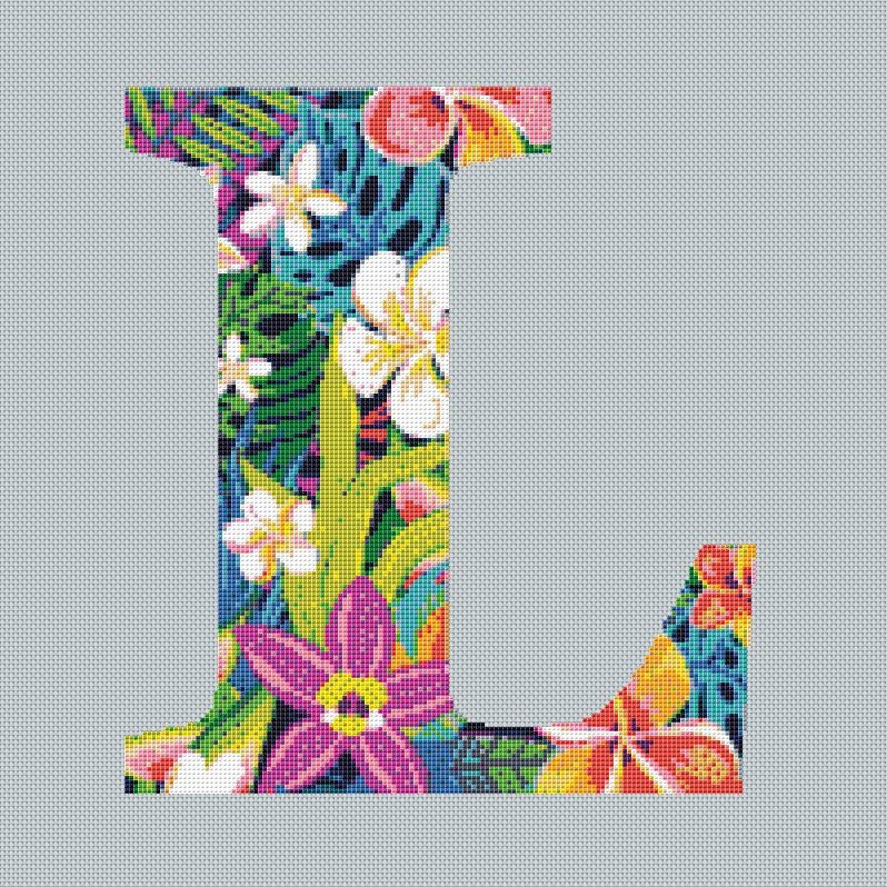 Letter L Tropical Alphabet - Cross Stitch Pattern - Instant PDF ...
