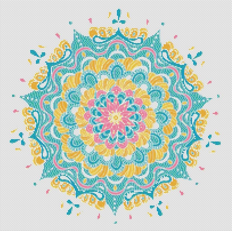 Mandala Drops Cross Stitch Pattern Instant PDF Download | Etsy