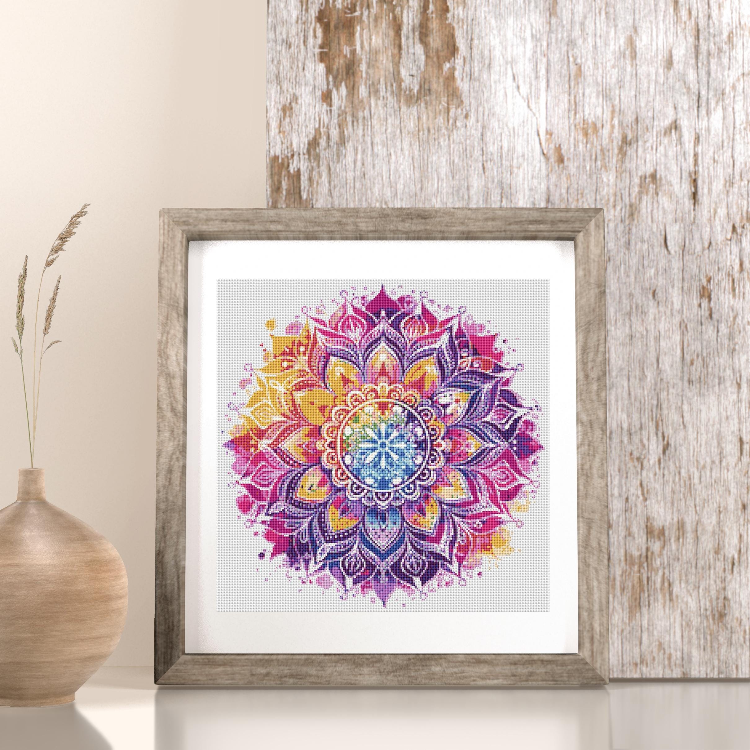 Watercolour Burst Mandala Cross Stitch Pattern - PDF Download - Etsy