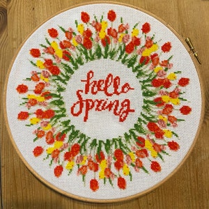 Hello Spring Cross Stitch Pattern - Etsy