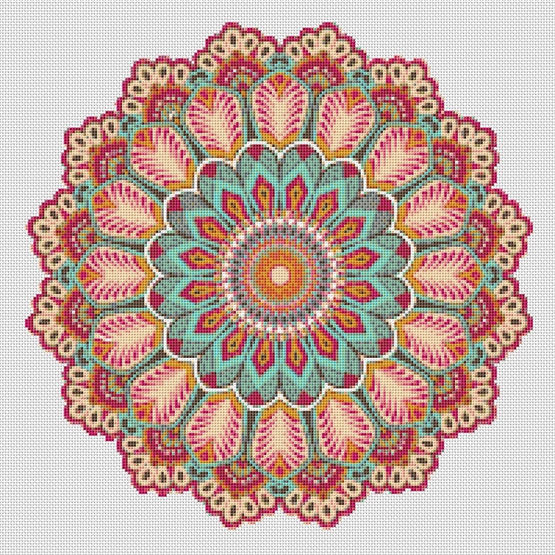 Fan Mandala Cross Stitch Pattern - Instant PDF Download - Etsy
