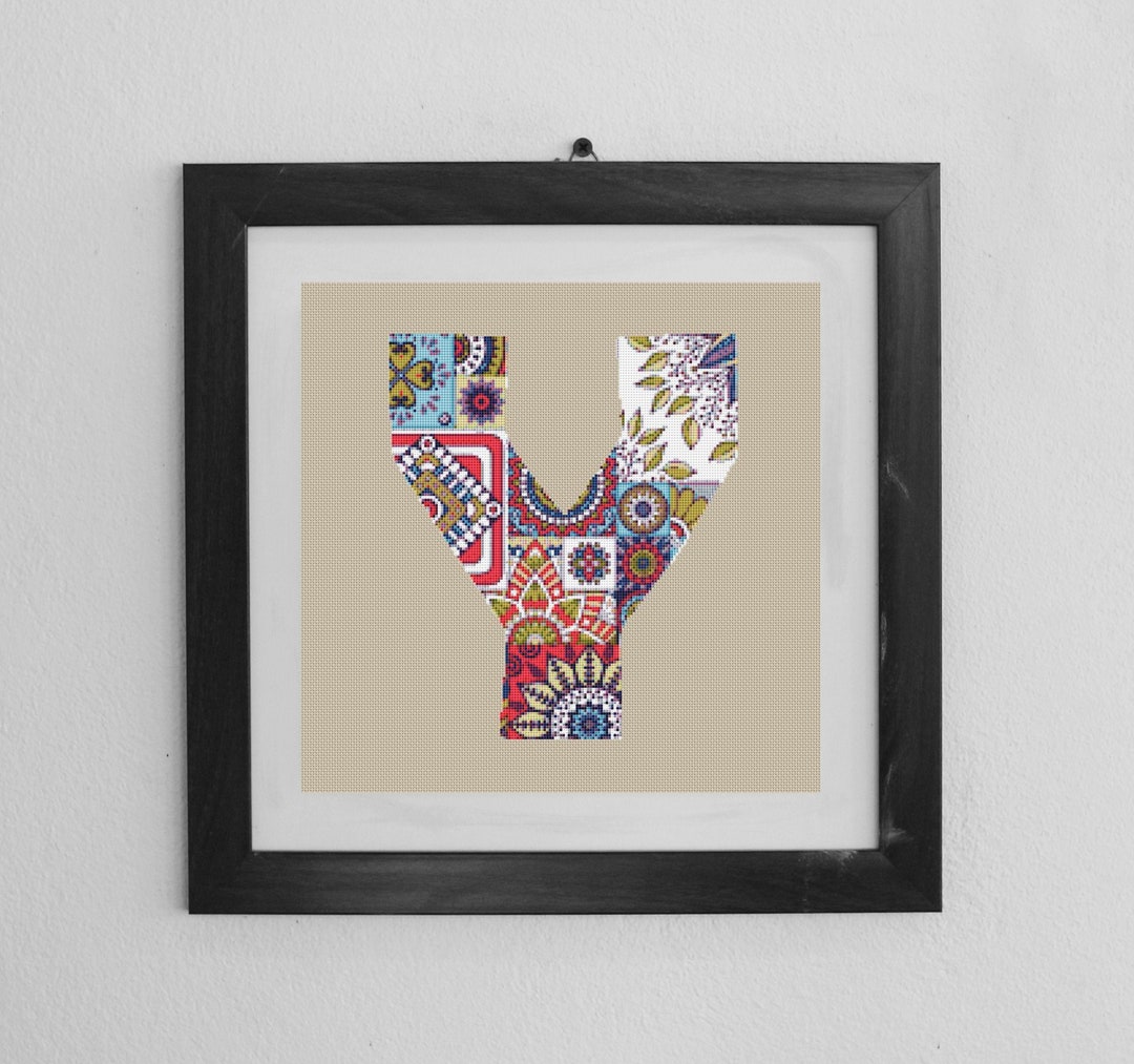 Mandala Letter Y Cross Stitch Pattern - Etsy