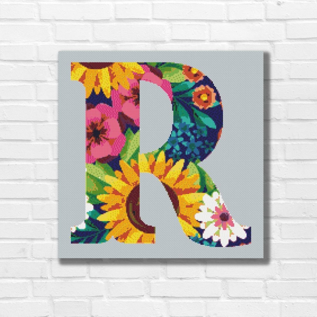 Floral Carpet Alphabet Letter R Cross Stitch Pattern - PDF Download - Etsy