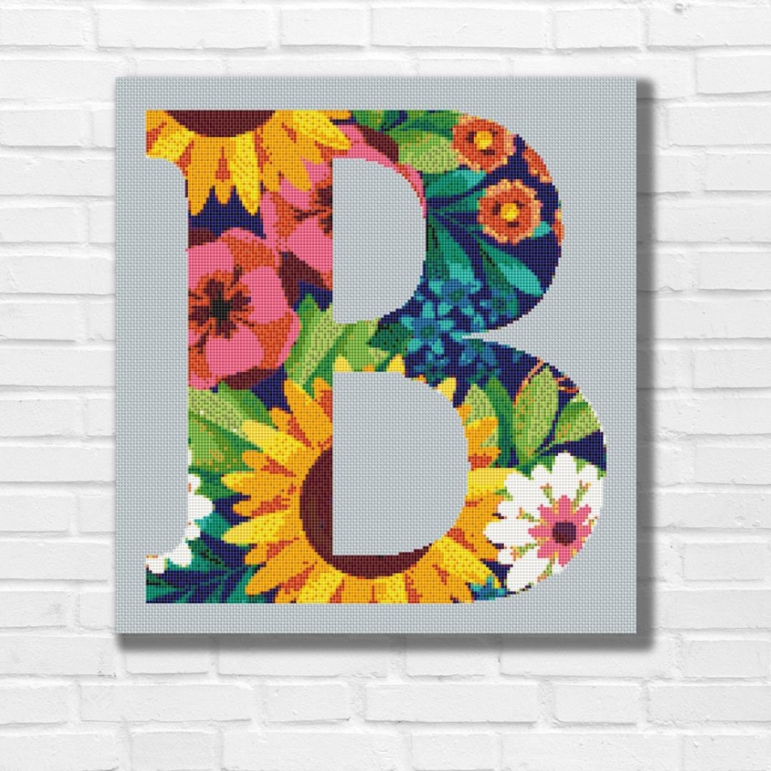 Floral Carpet Alphabet Letter B Cross Stitch Pattern - PDF Download - Etsy