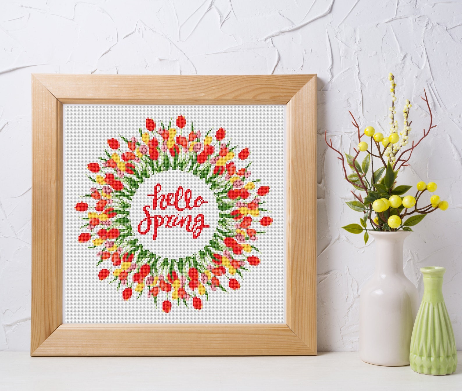 Hello Spring Cross Stitch Pattern - Etsy UK