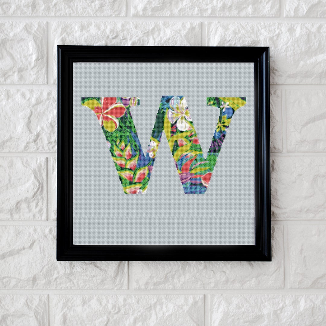 Letter W Tropical Alphabet - Cross Stitch Pattern - Instant PDF ...