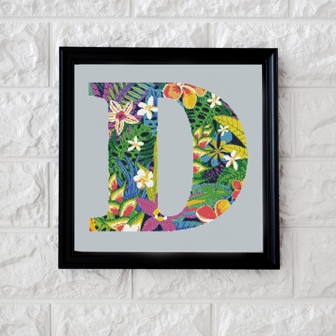 Letter D Tropical Alphabet - Cross Stitch Pattern - Instant PDF ...