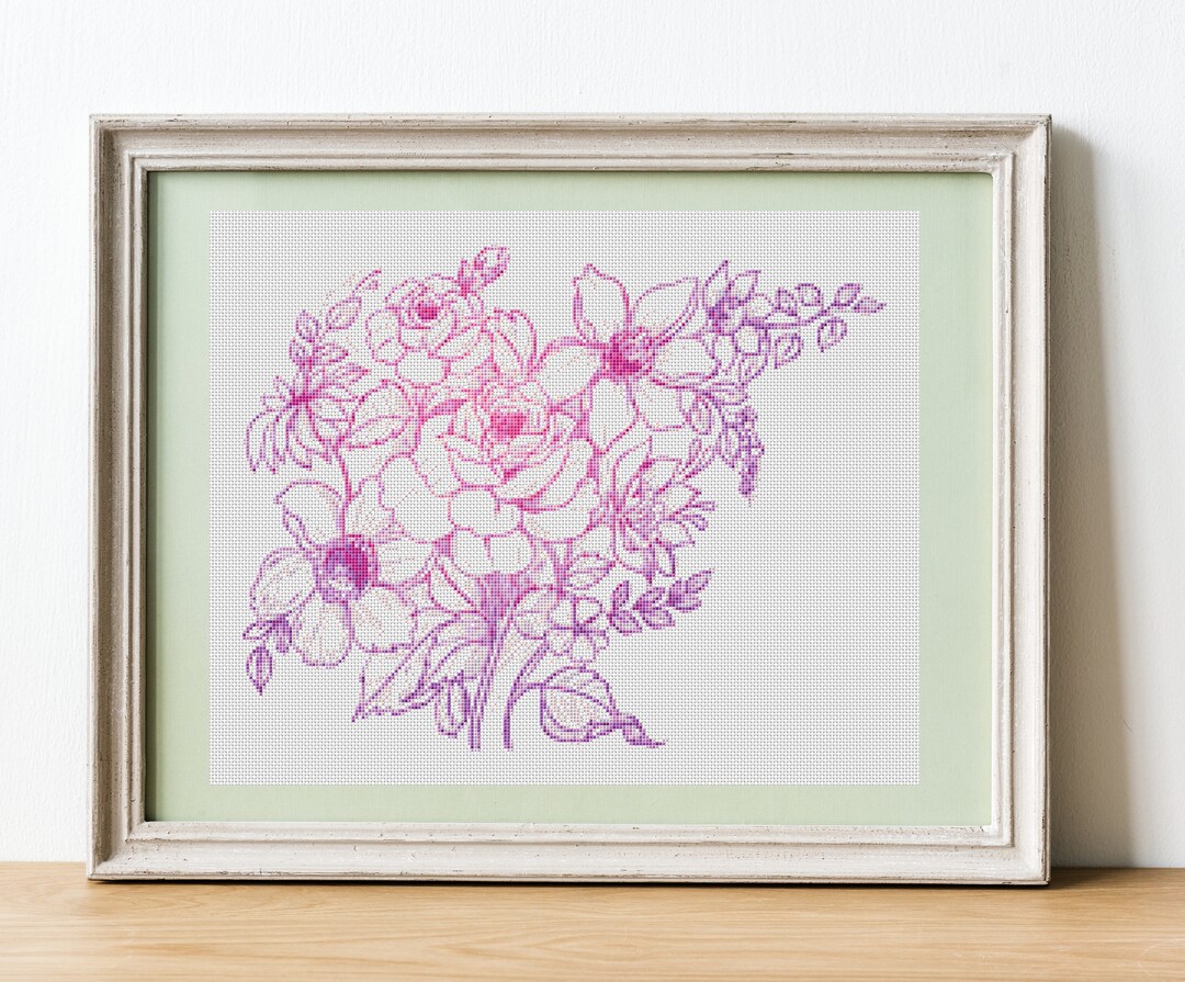 Pink Floral Stitch Pattern - Instant PDF Download - Etsy