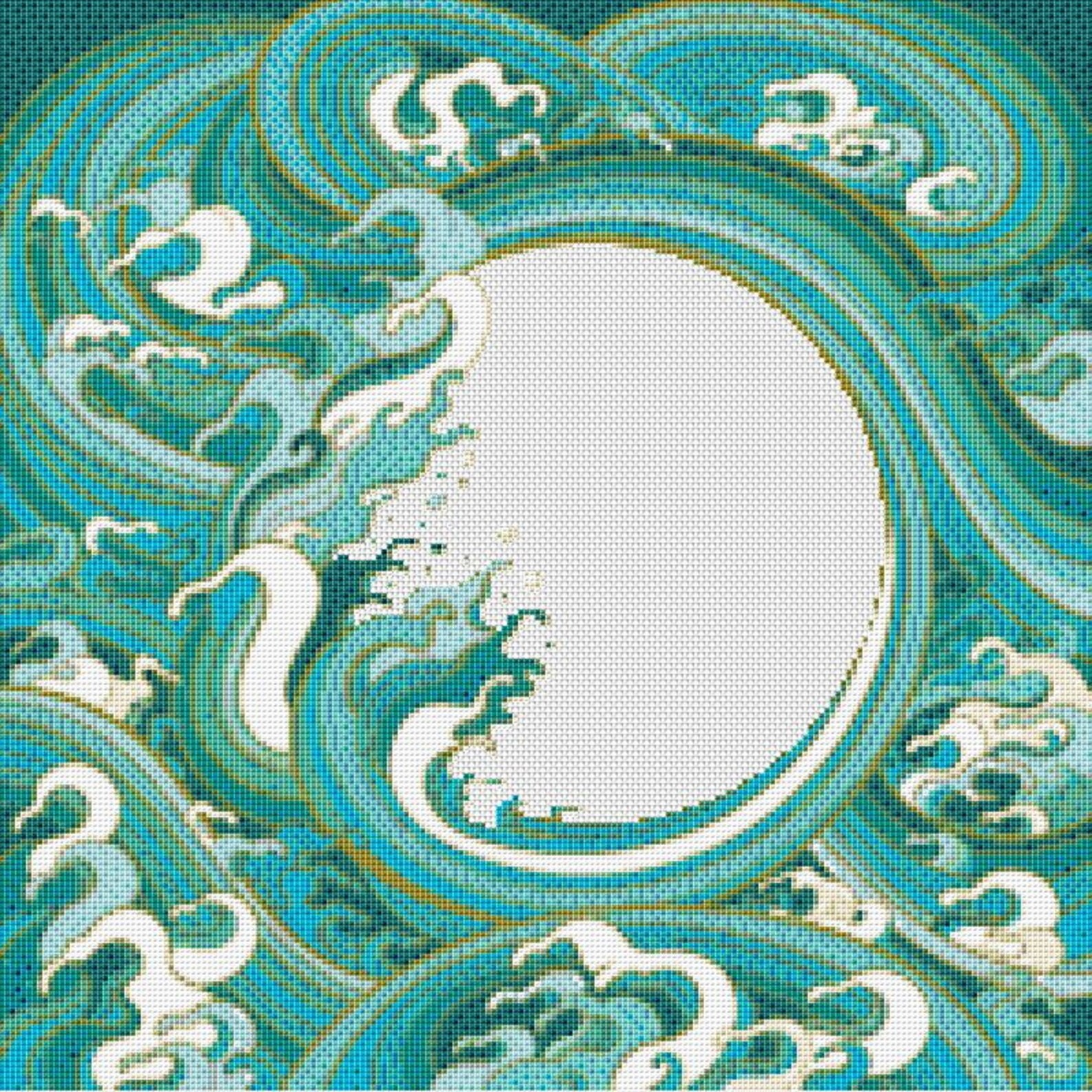 Wave Frame Cross Stitch Pattern - Instant PDF Download - Etsy