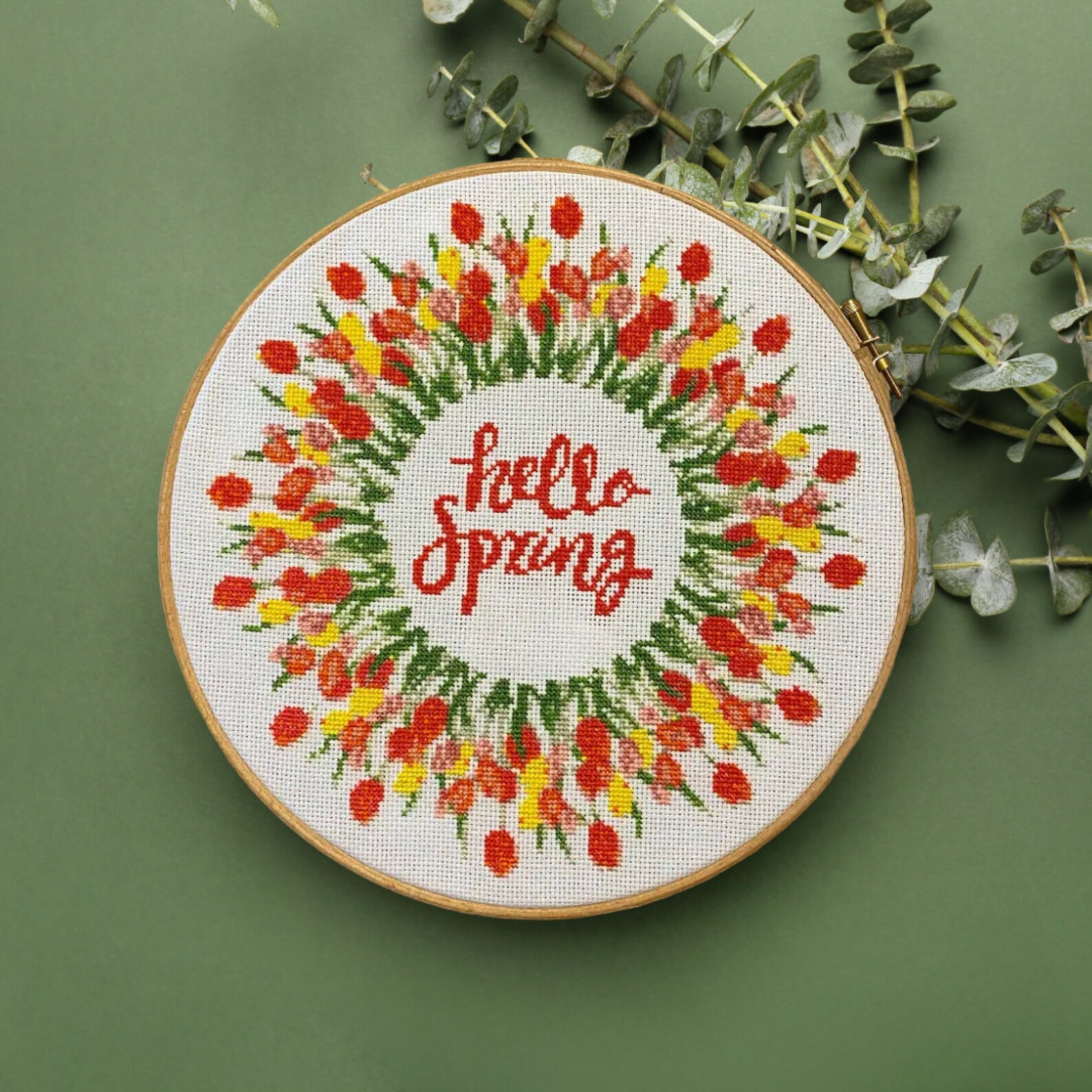 Hello Spring Cross Stitch Pattern - Etsy UK