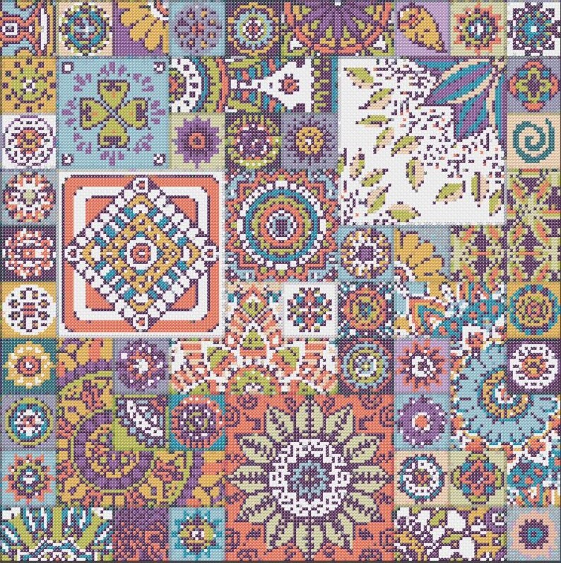 Mandala Tiles Cross Stitch Pattern - Etsy