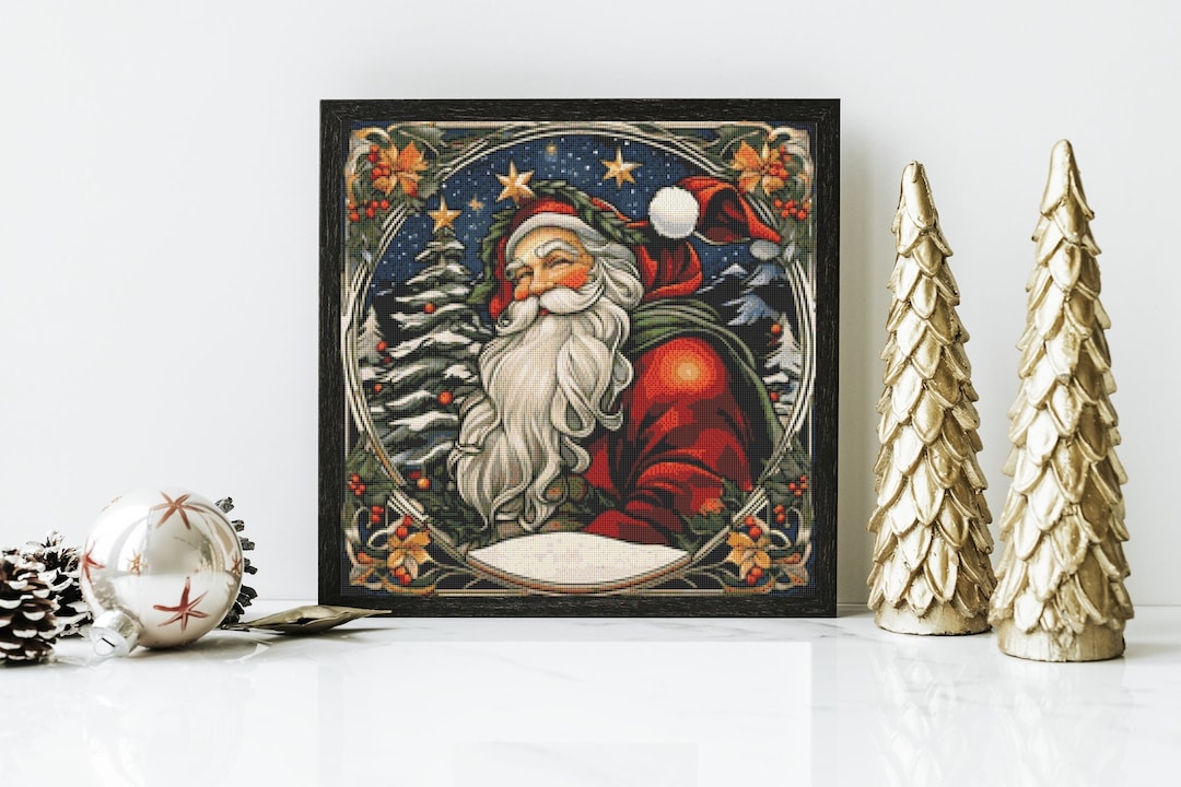 Art Nouveau Santa Claus Cross Stitch Pattern - PDF Download - Etsy