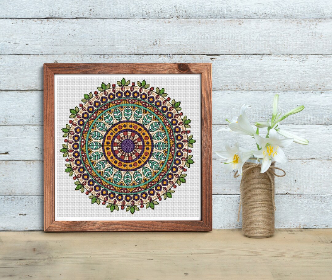 Mandala Leaves Cross Stitch Pattern - Etsy