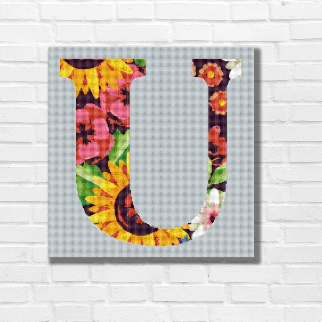 Floral Carpet Alphabet Letter U Cross Stitch Pattern - PDF Download - Etsy