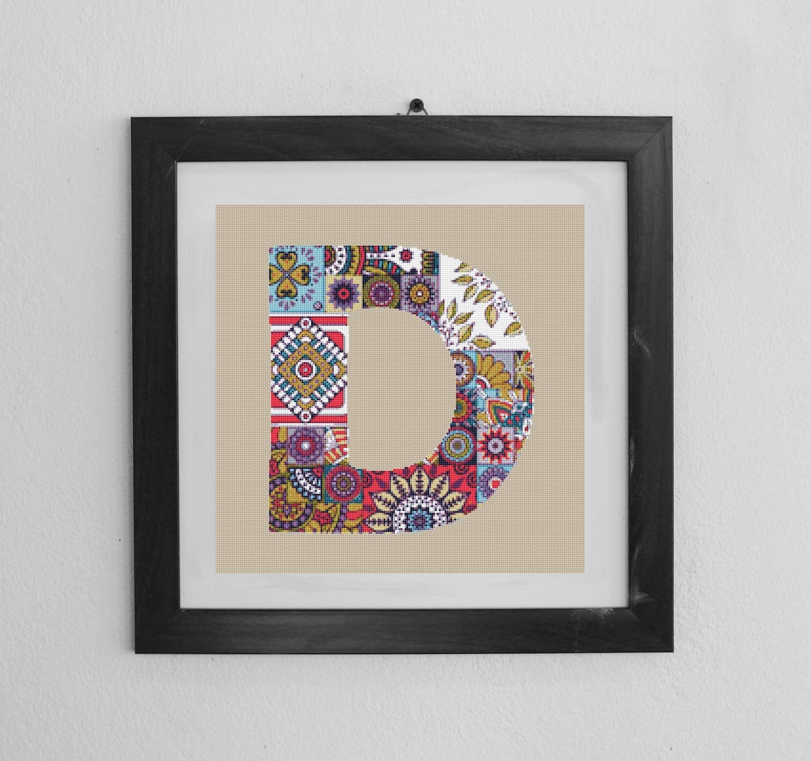 Mandala Letter D Cross Stitch Pattern | Etsy
