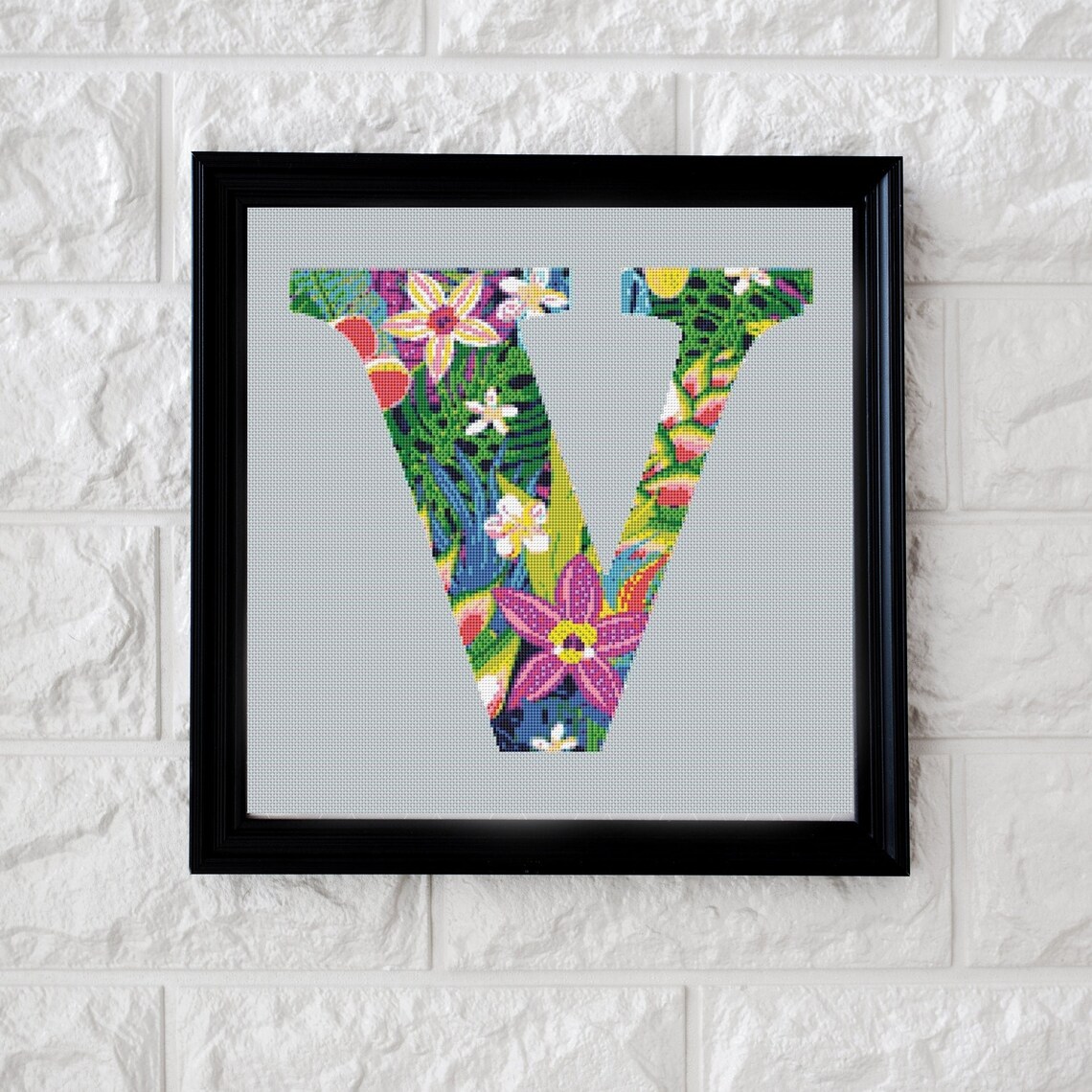 Letter V Tropical Alphabet Cross Stitch Pattern Instant | Etsy