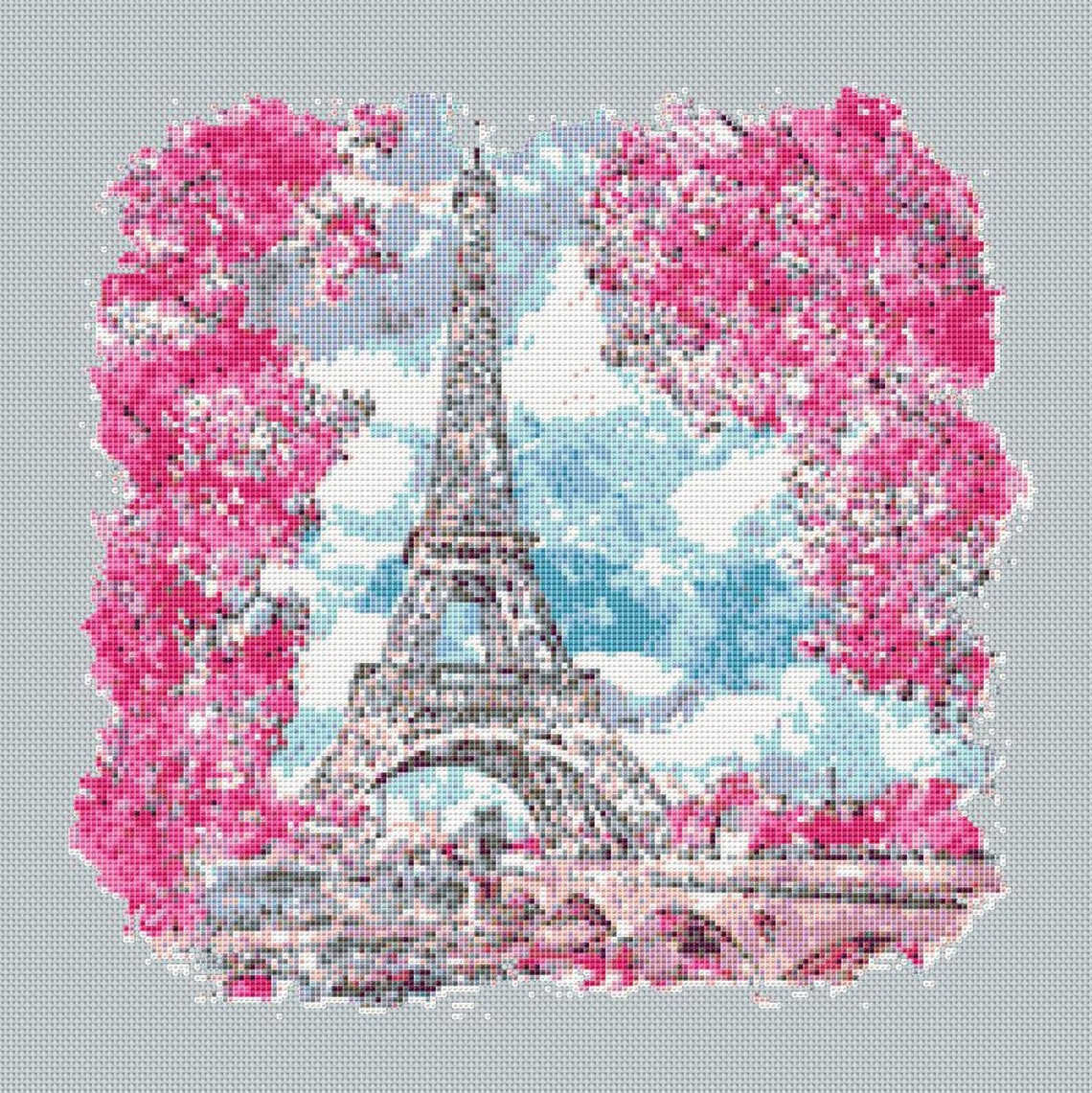 Watercolour Eiffel Tower Paris Cross Stitch Pattern PDF - Etsy UK