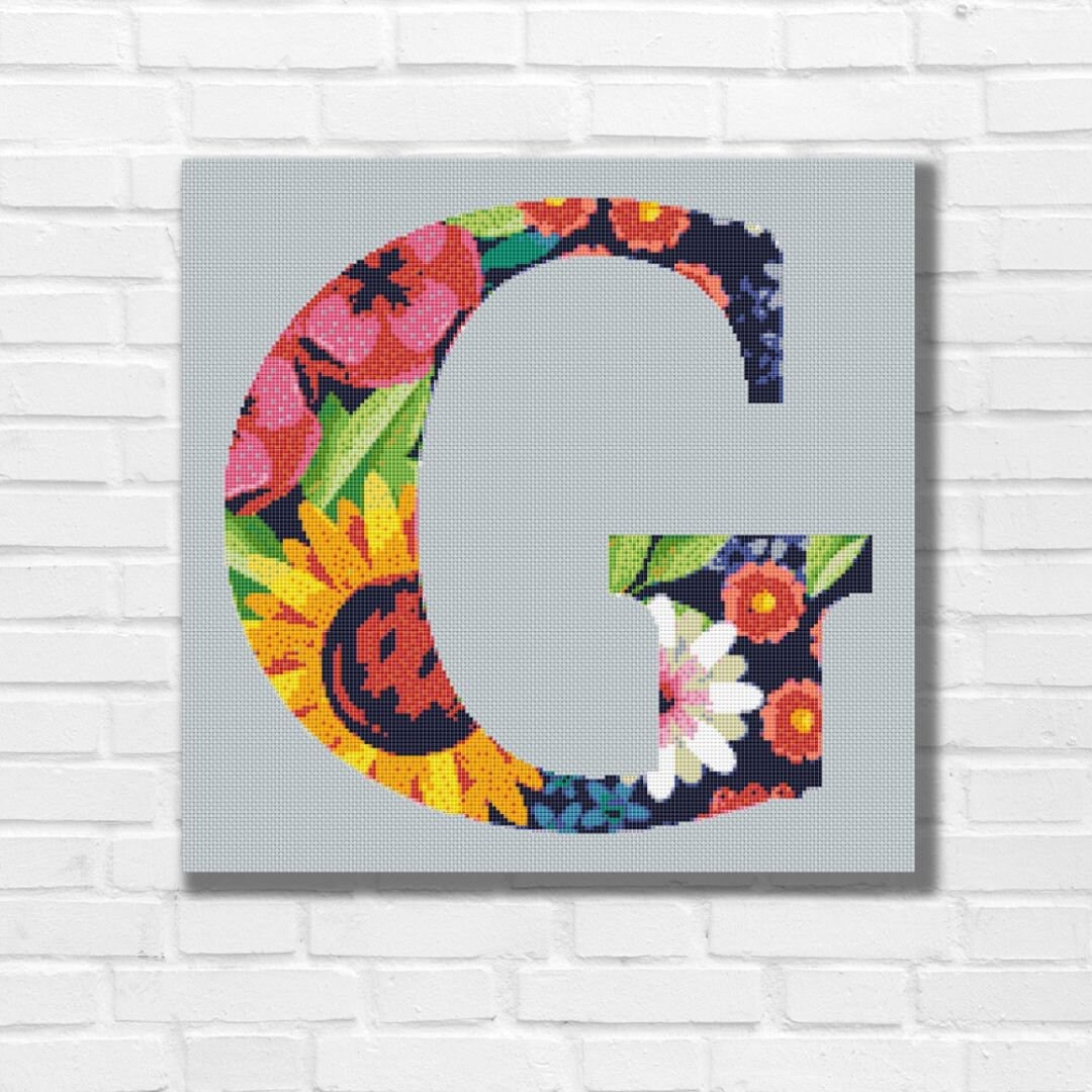 Floral Carpet Alphabet Letter G Cross Stitch Pattern - PDF Download - Etsy