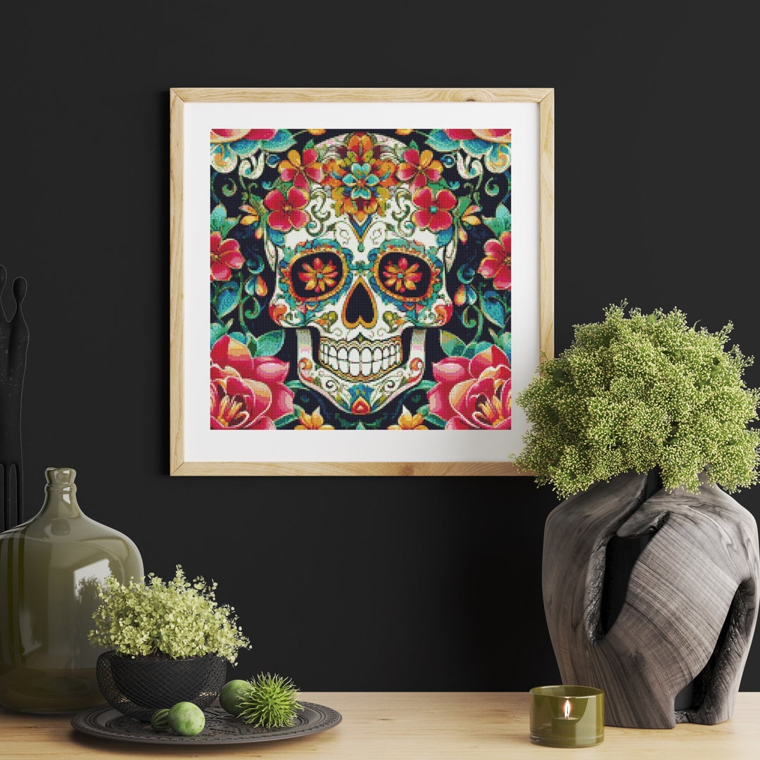 Floral Sugar Skull Cross Stitch Pattern - PDF Download - Etsy
