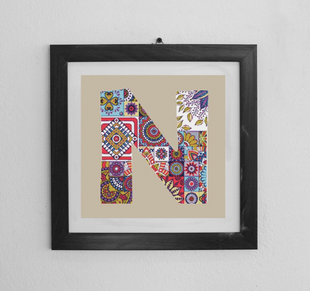 Mandala Letter N Cross Stitch Pattern - Etsy