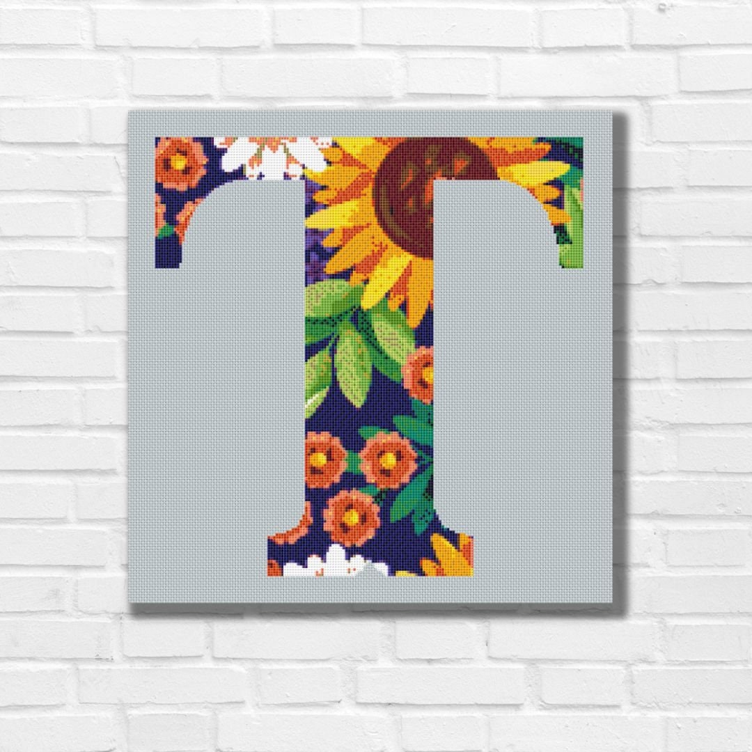 Floral Carpet Alphabet Letter T Cross Stitch Pattern - PDF Download - Etsy