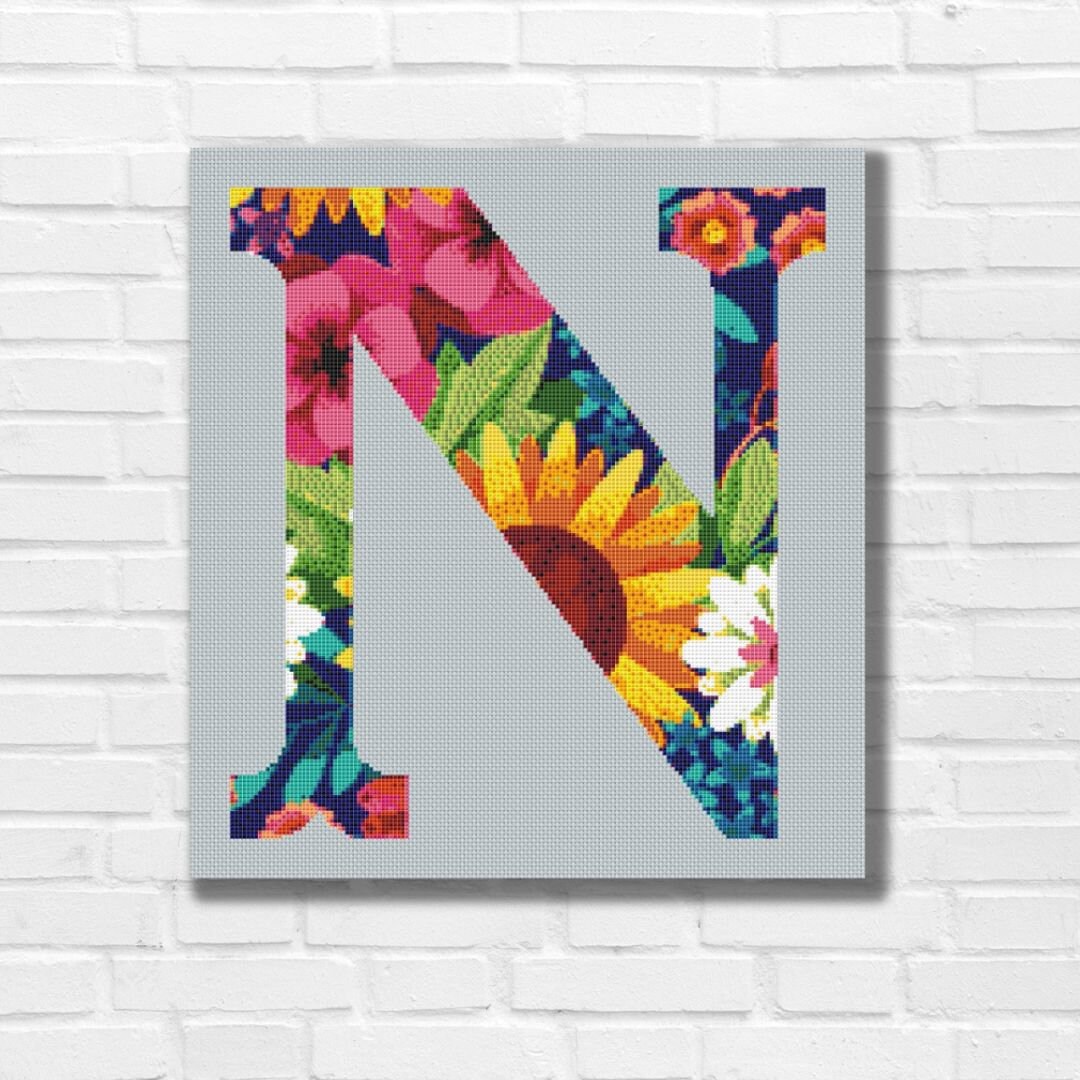 Floral Carpet Alphabet Letter N Cross Stitch Pattern - PDF Download - Etsy