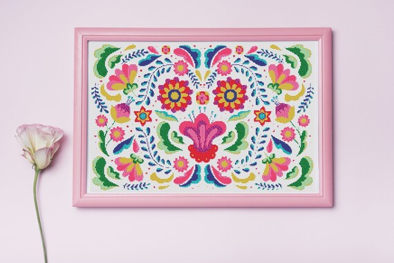 Mexican Bloom Cross Stitch Pattern Instant Download PDF | Etsy