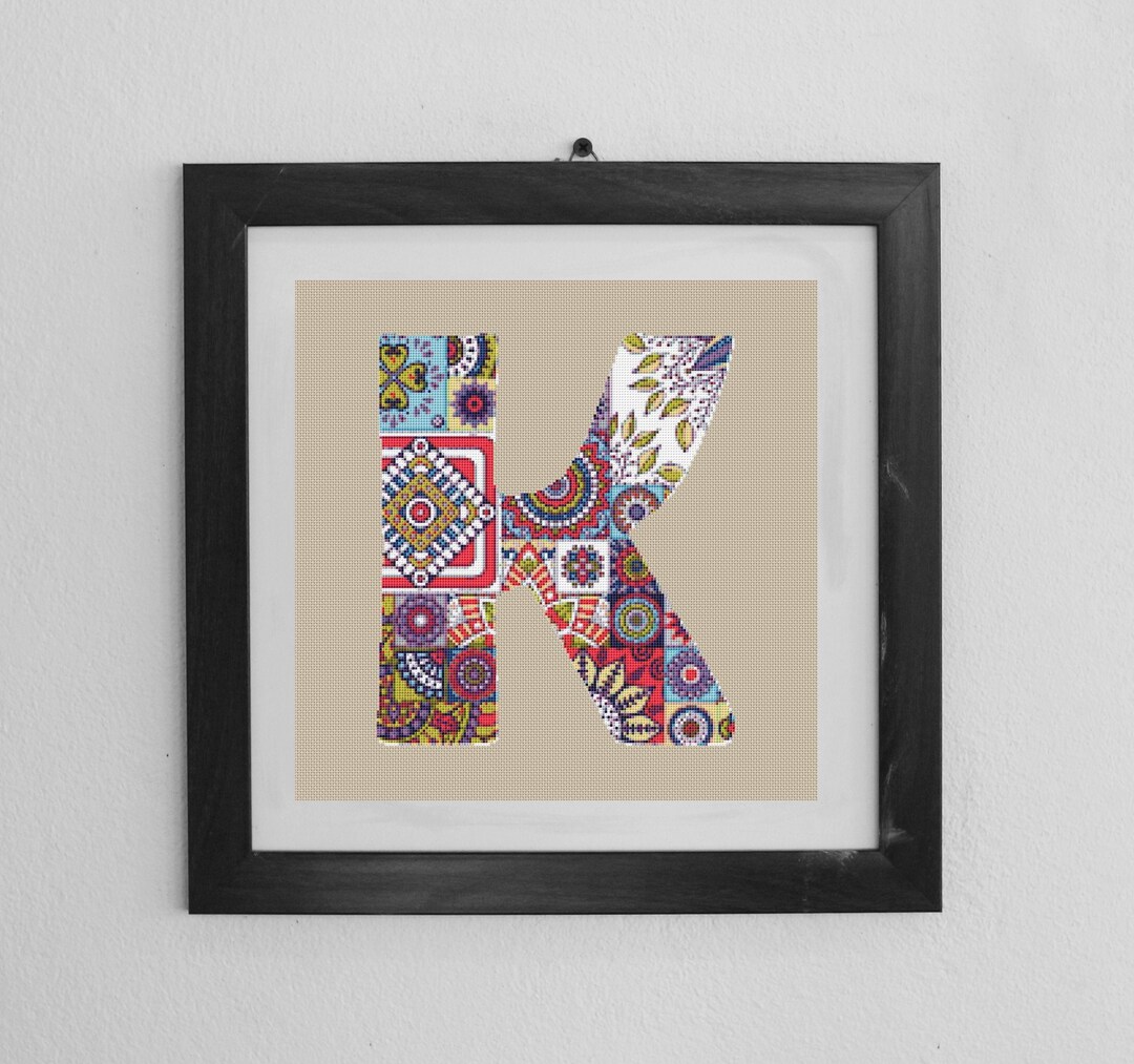 Mandala Letter K Cross Stitch Pattern - Etsy