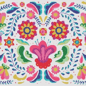 Mexican Bloom Cross Stitch Pattern - Instant Download PDF Pattern - Etsy UK
