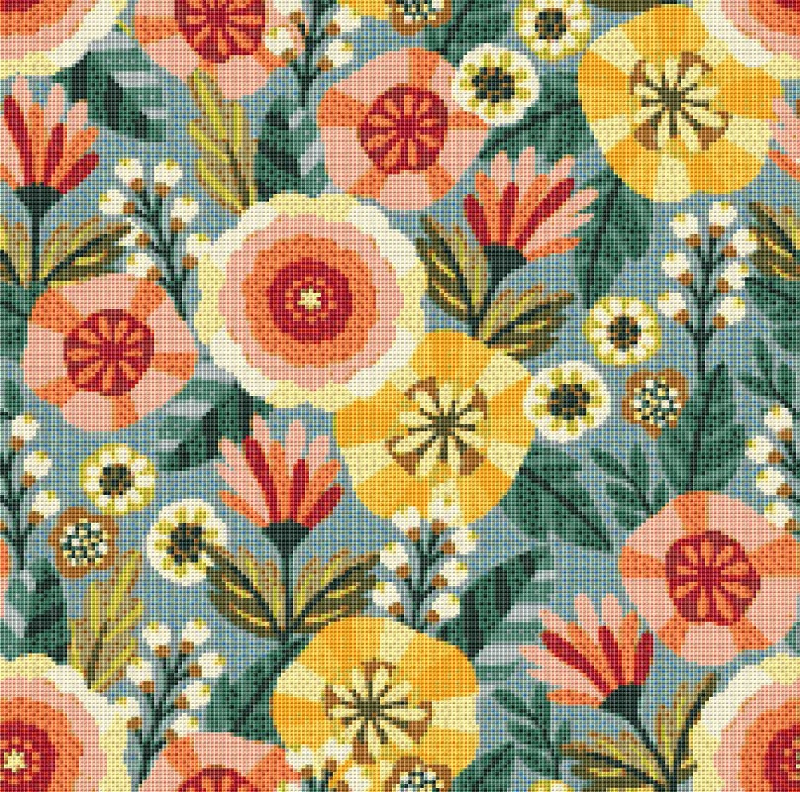 Flower Bed Cross Stitch Pattern - PDF Download - Etsy