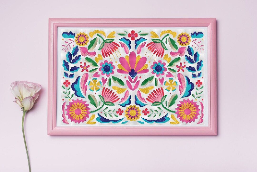 Mexican Flowers Cross Stitch Pattern - Etsy
