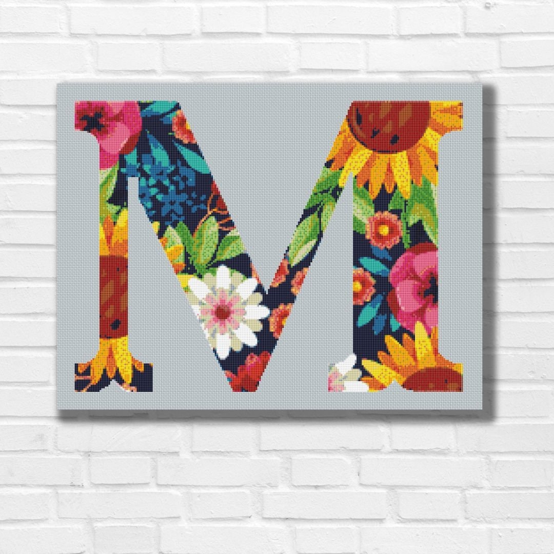 Floral Carpet Alphabet Letter M Cross Stitch Pattern - PDF Download - Etsy