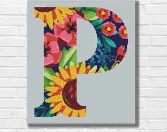 Winter Floral Alphabet Letter P Large Size Pattern Keeper Compatible ...