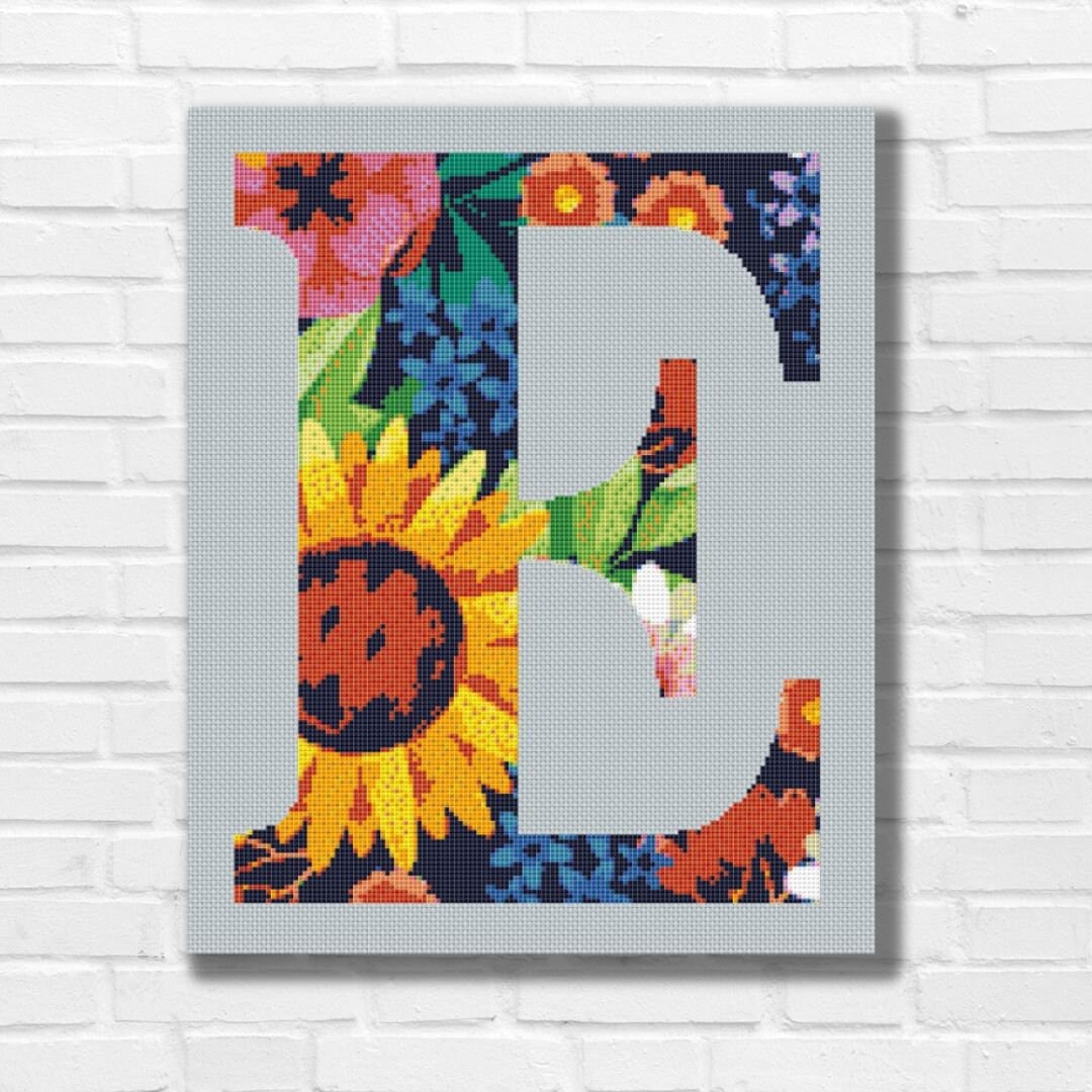 Floral Carpet Alphabet Letter E Cross Stitch Pattern - PDF Download - Etsy