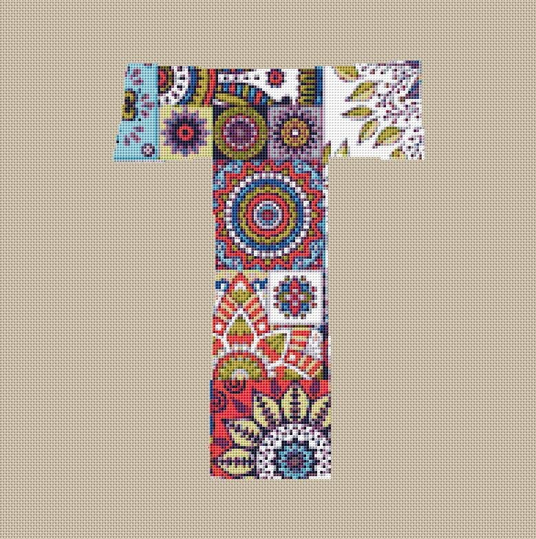 Mandala Letter T Cross Stitch Pattern - Etsy UK