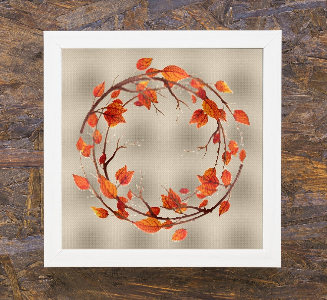 Autumn Leaf Swirl Cross Stitch Pattern - Instant PDF Download - Etsy