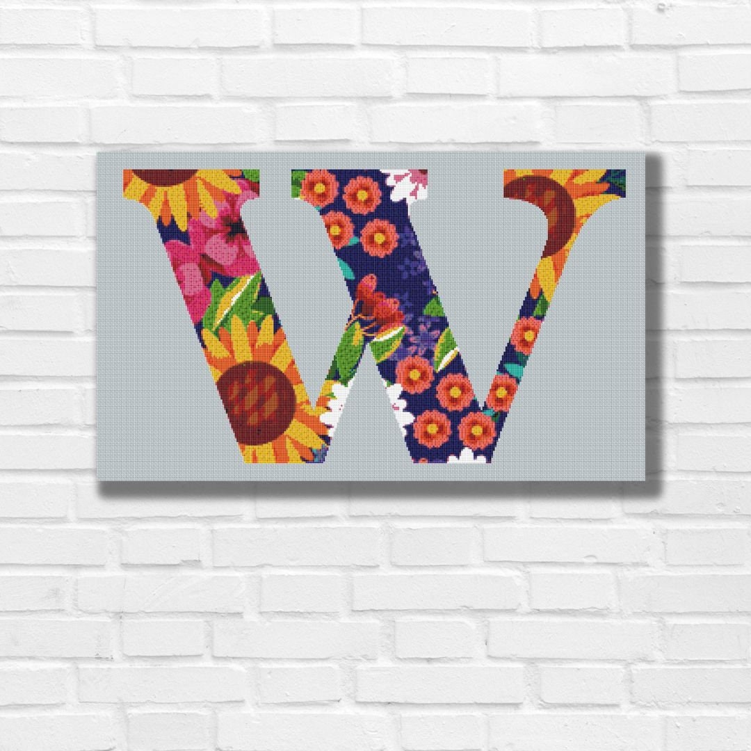 Floral Carpet Alphabet Letter W Cross Stitch Pattern - PDF Download - Etsy
