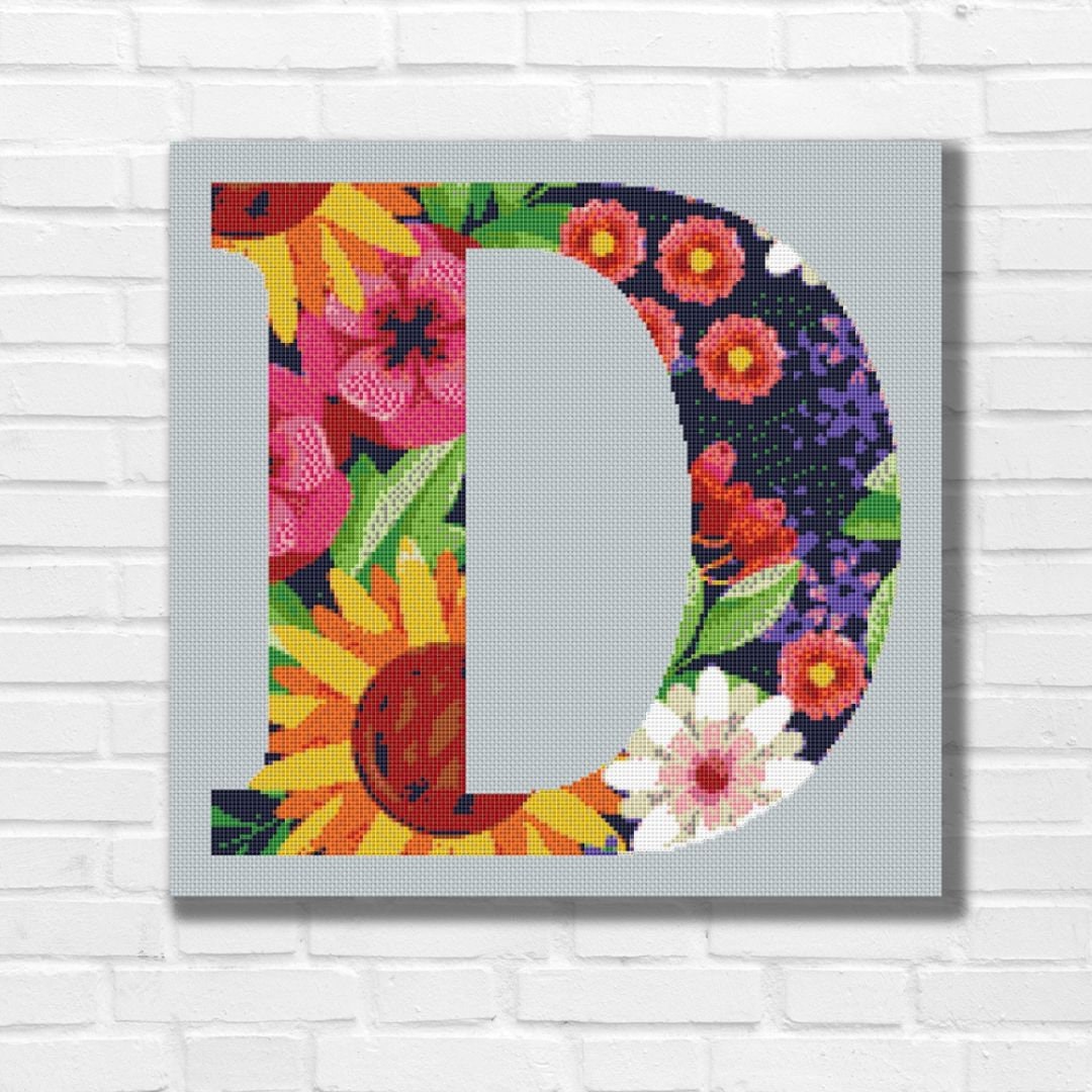 Floral Carpet Alphabet Letter D Cross Stitch Pattern - PDF Download - Etsy