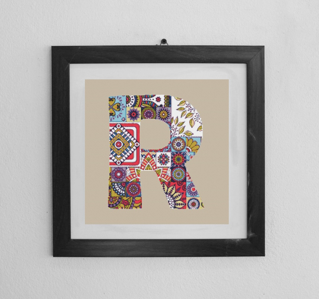 Mandala Letter R Cross Stitch Pattern - Etsy