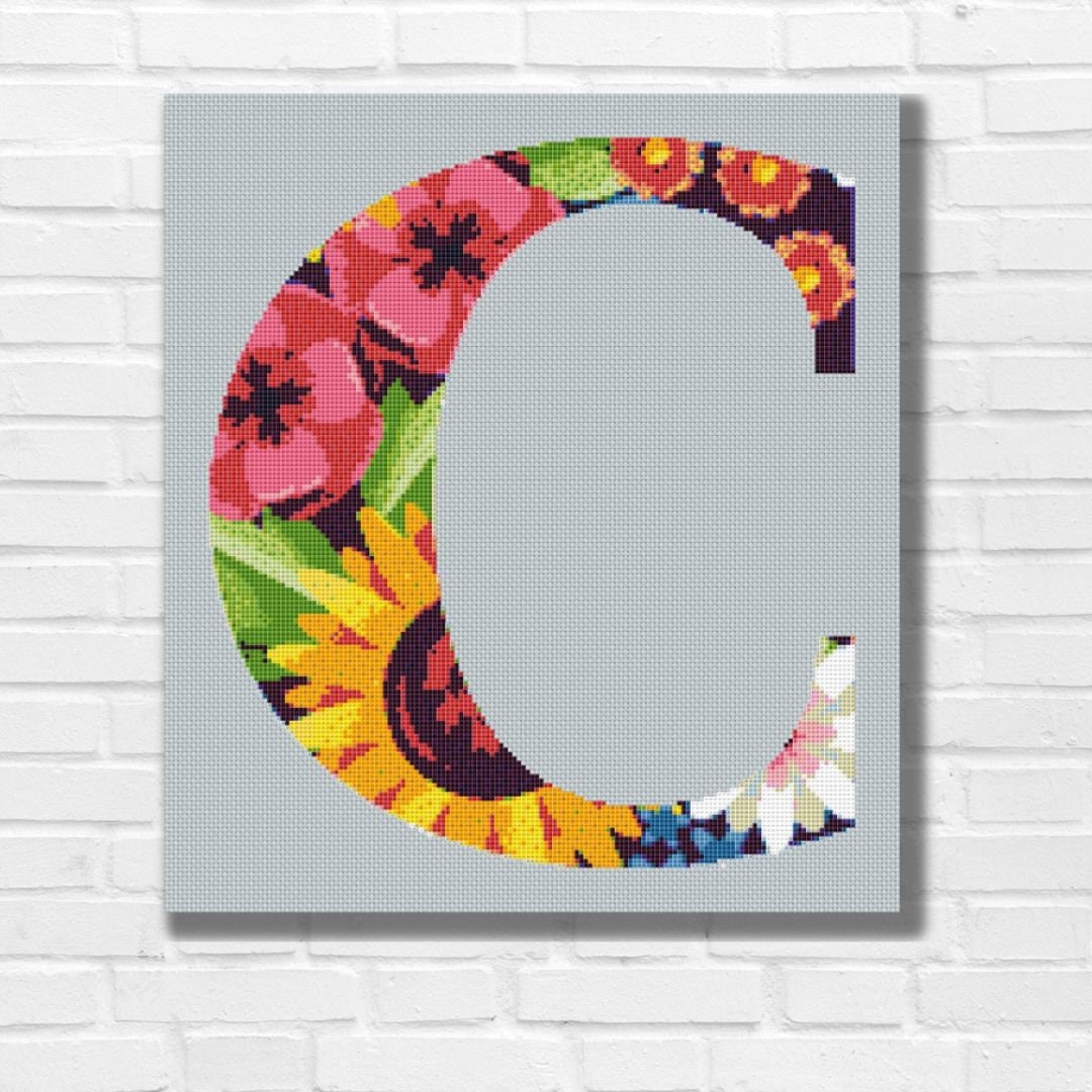 Floral Carpet Alphabet Letter C Cross Stitch Pattern - PDF Download - Etsy