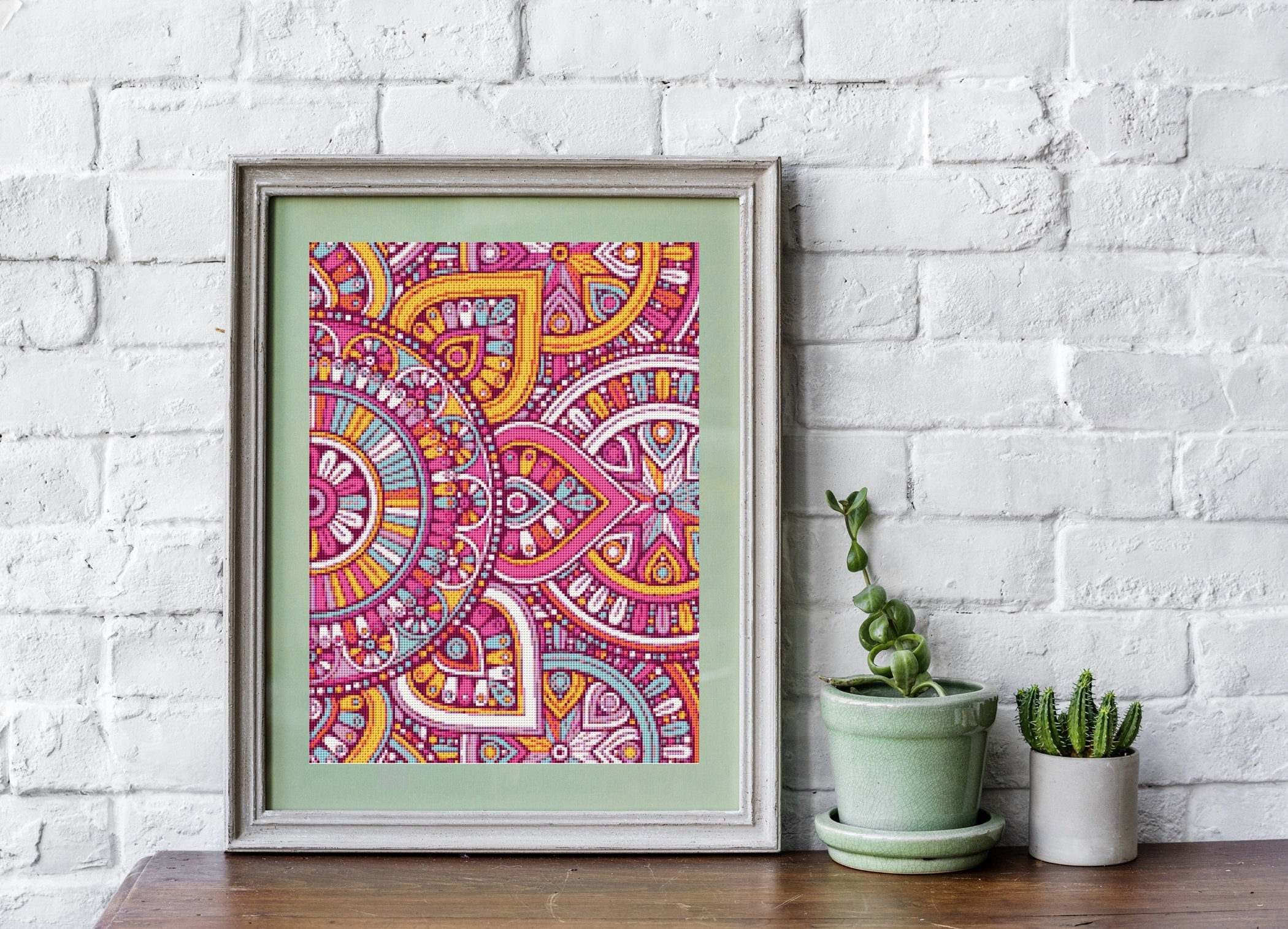 Pink Geo Panel Cross Stitch Panel - Etsy UK
