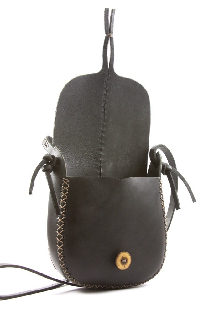 Black Leather Purse Tall Tree in Black Vegetable Tanned | Etsy